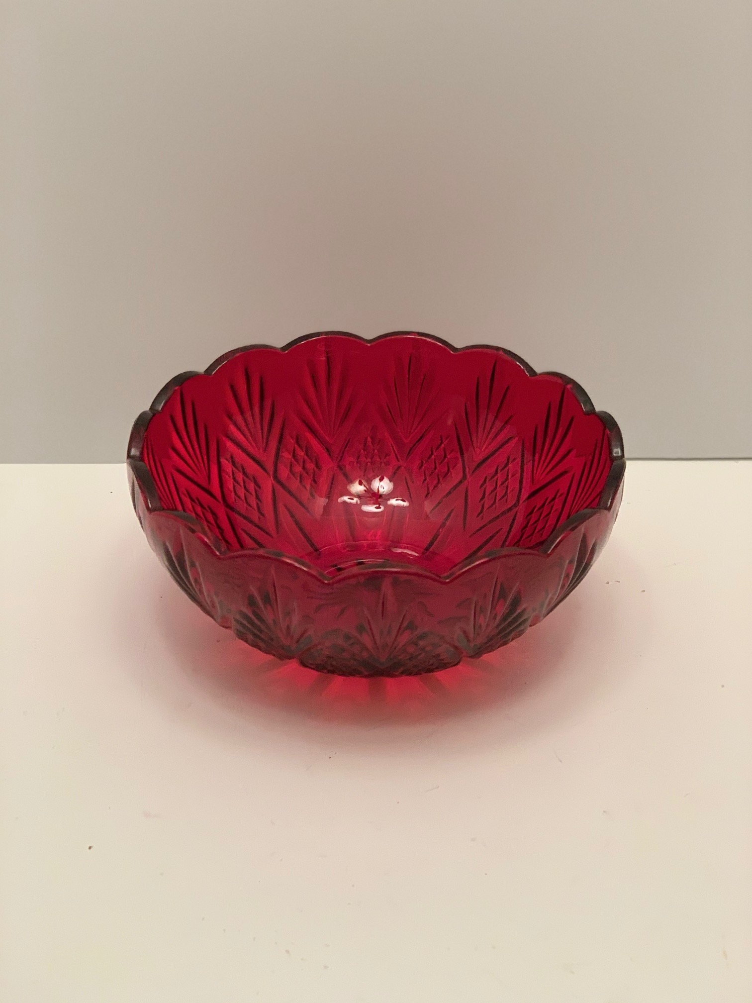 Godinger Dublin Red Flash Glass Crystal Serving Bowl 85 breed | Etsy