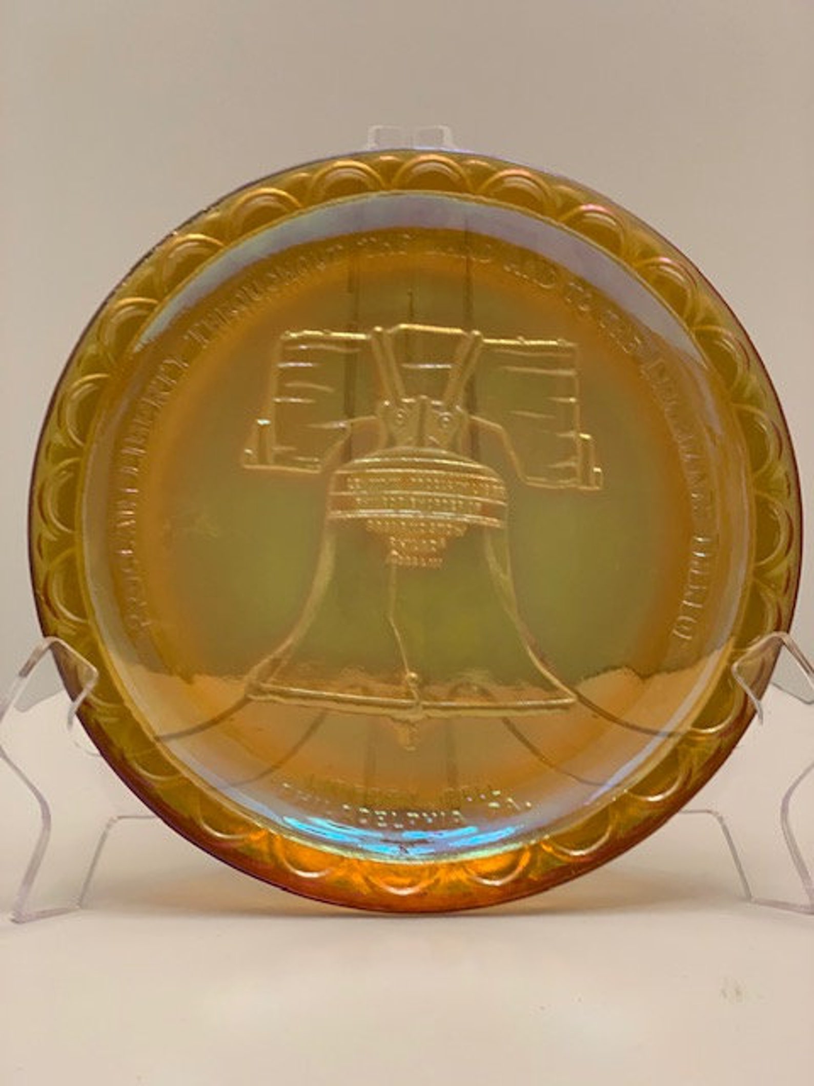 Amber Glass Carnival Glass Liberty Bell Plate 8" - Etsy