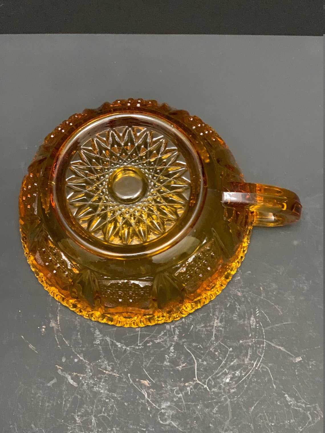 Vintage L E Smith Hobstar Amber Glass Nappy Dish 6.75 and 2.25 Tall - Etsy