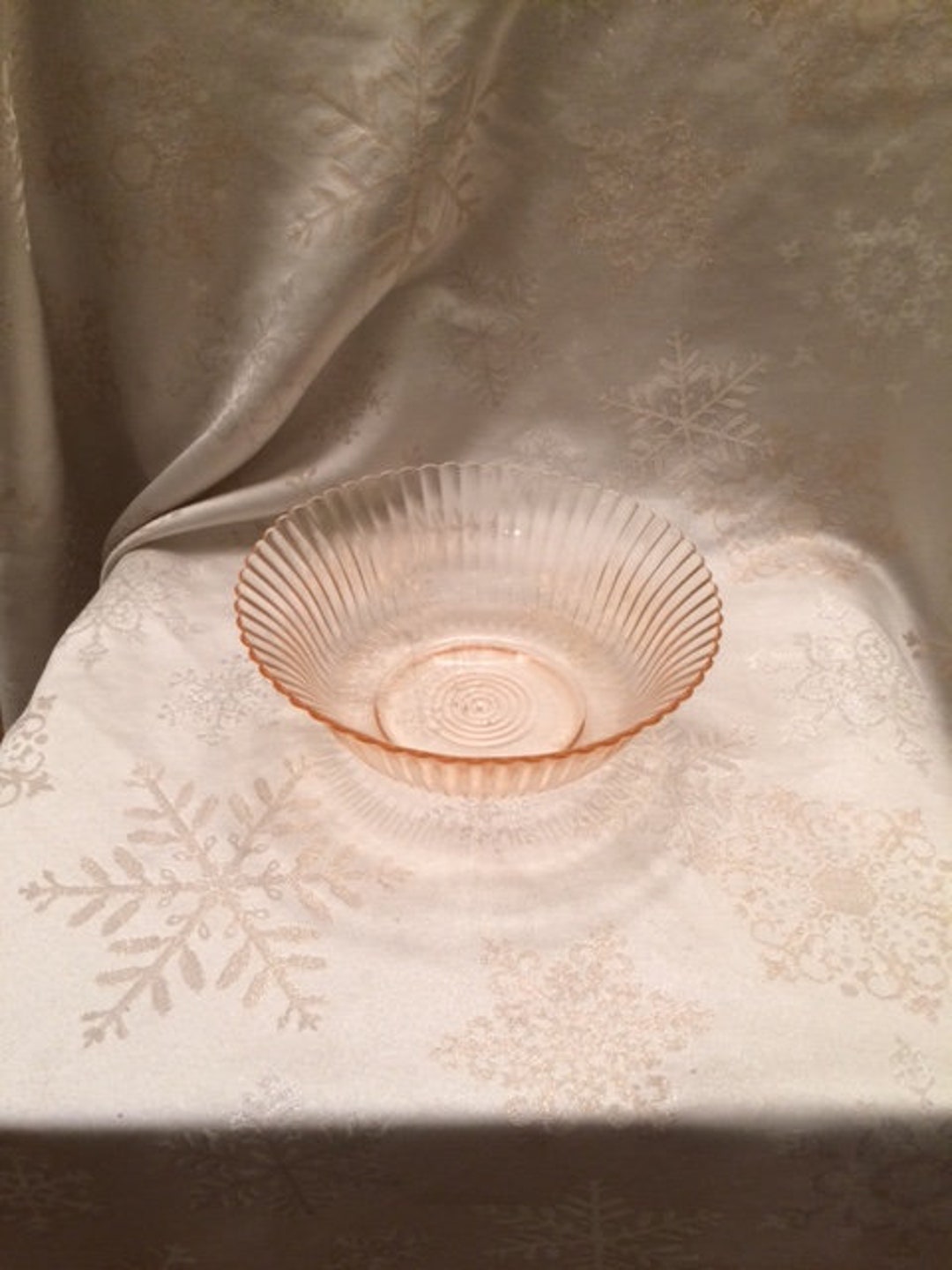 Pink Ribbed Depression Glass 8"serving Bowl Queen Mary Pink Anchor ...