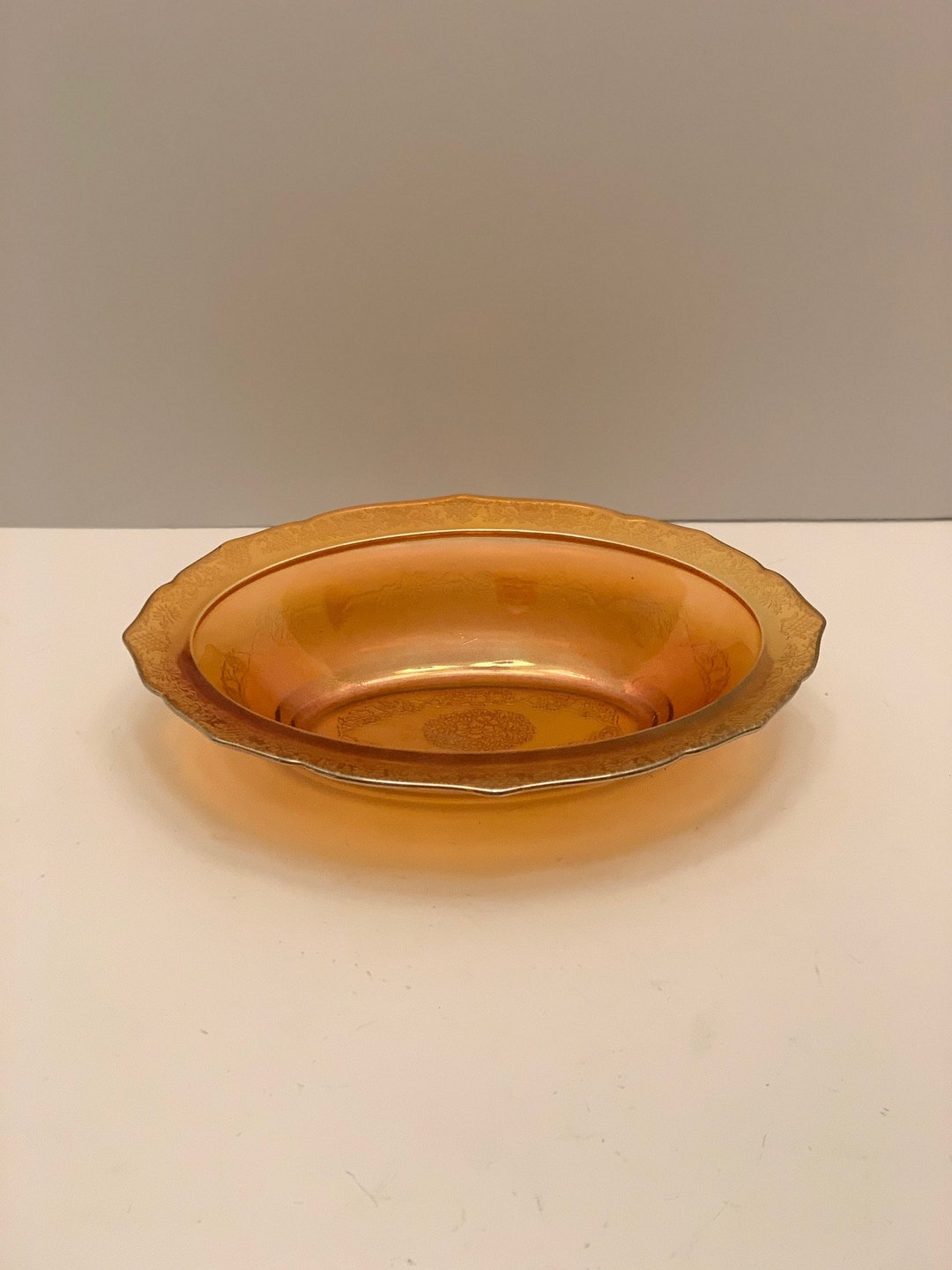 Federal Glass Depression Orange Marigold Iridescent 10" Vegetable Bowl ...