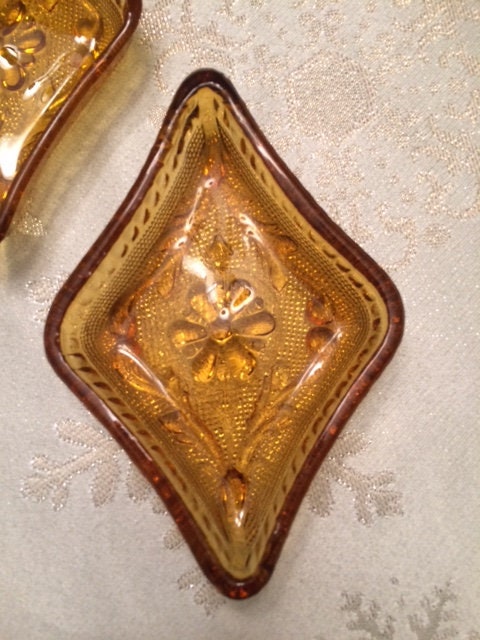 2 Amber Glass Bridge Set Snack Dishes - Etsy