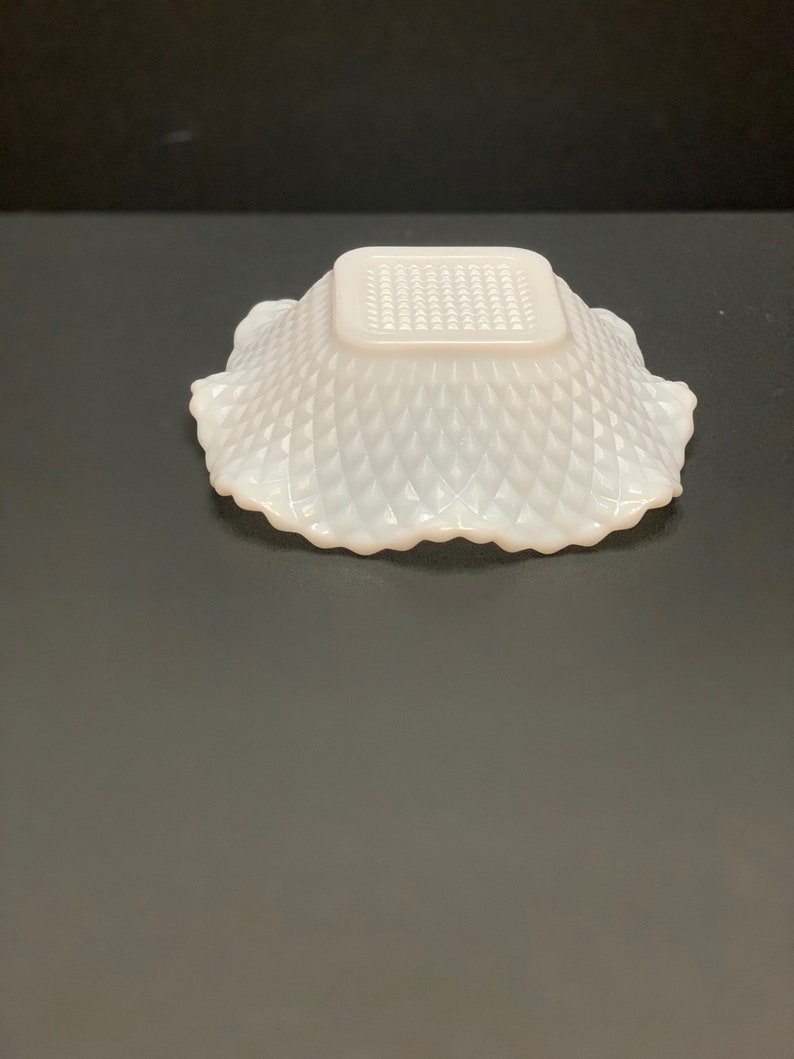 Atlas Square Diamond Pattern Milk Glass Candy Dish - Etsy