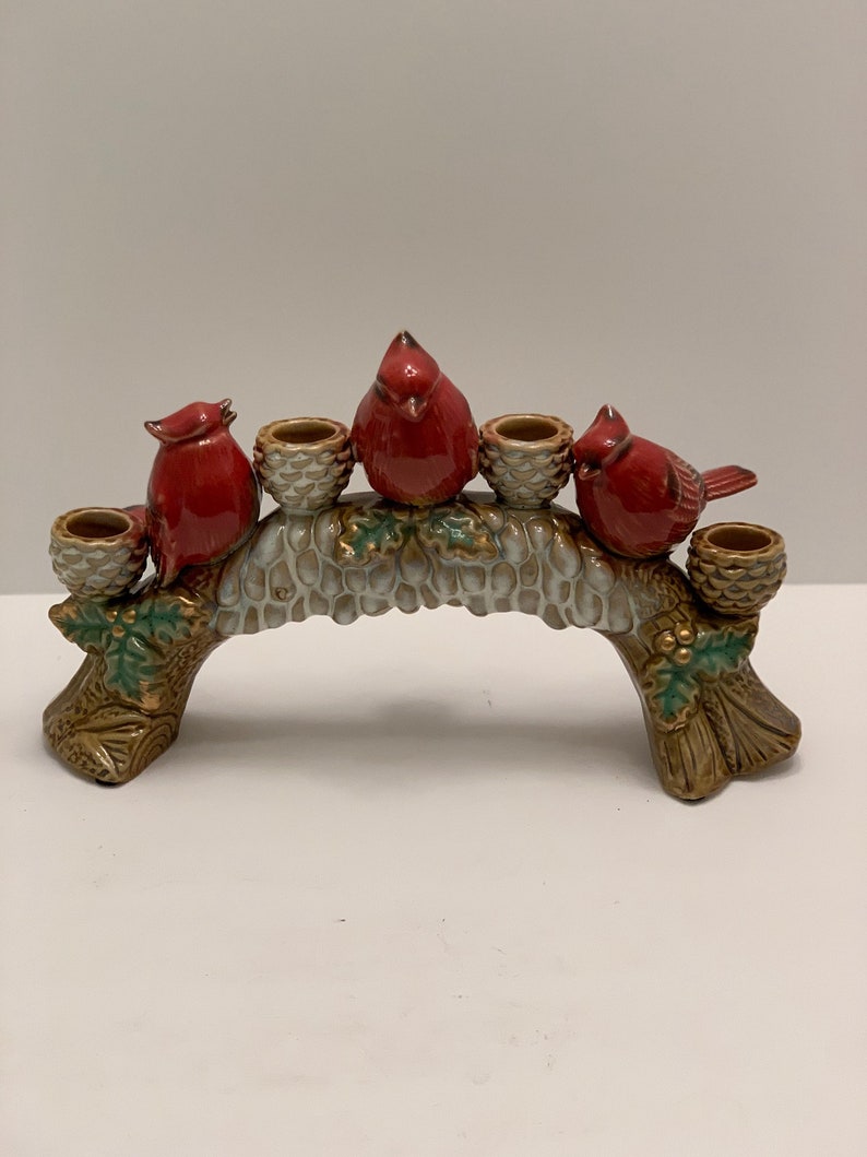 Cardinal & Acorn Curved Tri Candle Holder 11 X 7 - Etsy