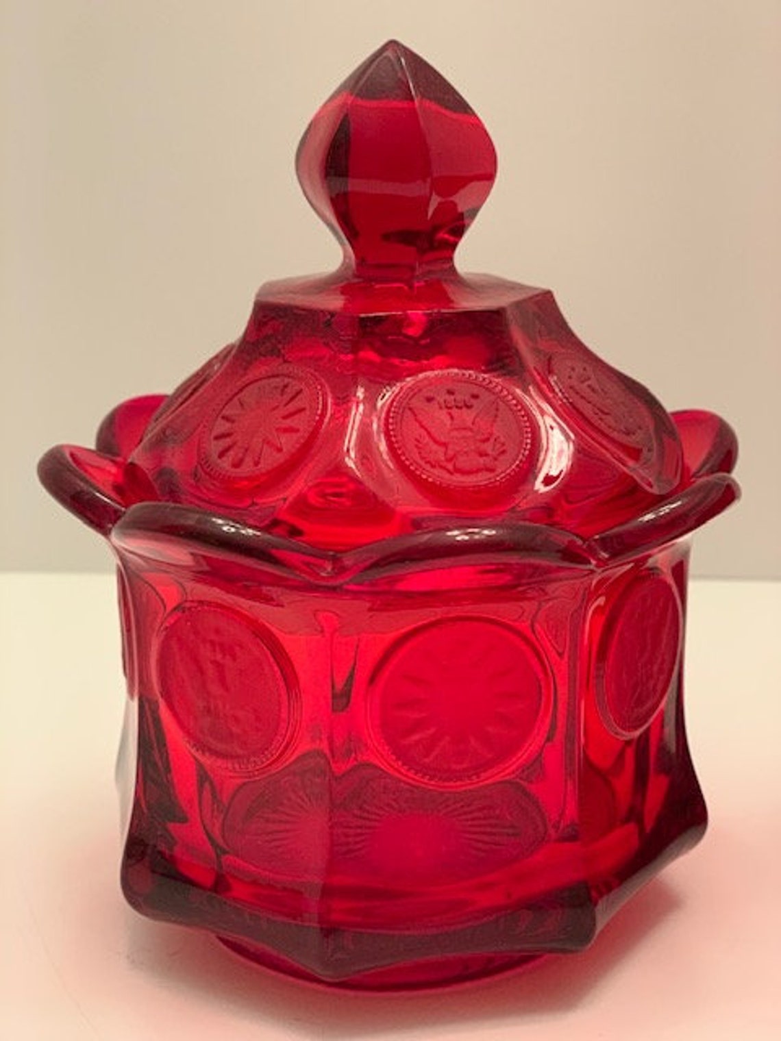 Vintage Fostoria Ruby Red Creamer and Sugar Set Coin Spot - Etsy