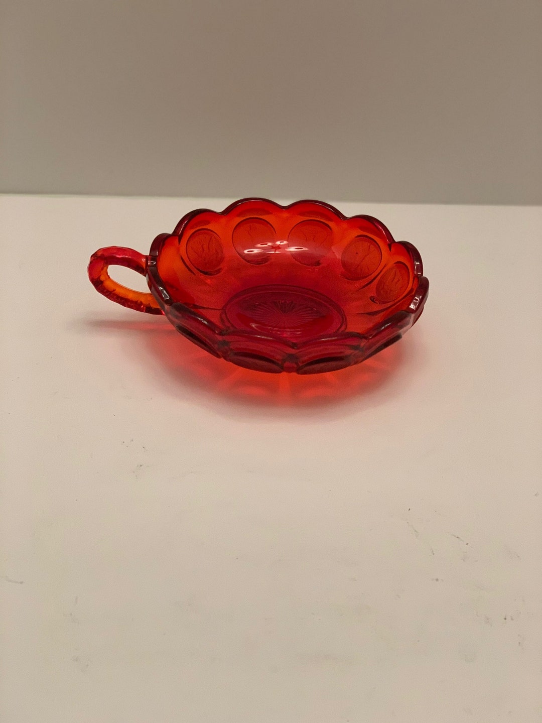 Red Fostoria Coin Glass Ruby Red Vintage Candy Nut Nappy Dish With ...