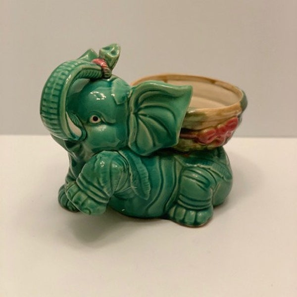 Vintage Green Elephant Planter - Etsy