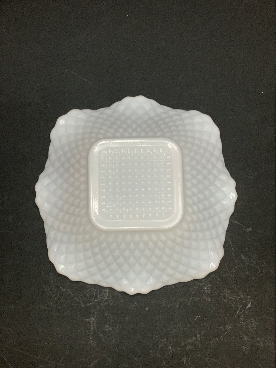 Atlas Square Diamond Pattern Milk Glass Candy Dish - Etsy