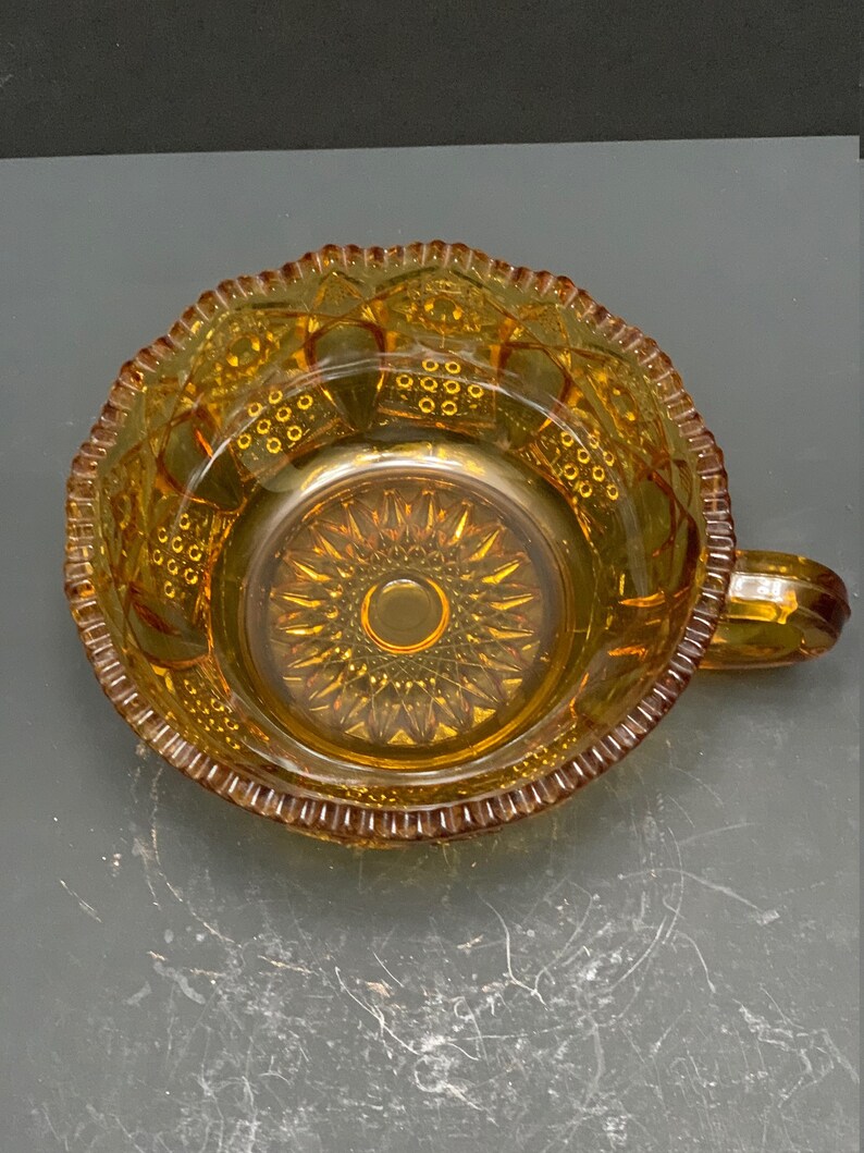 Vintage L E Smith Hobstar Amber Glass Nappy Dish 6.75 and 2.25 Tall - Etsy