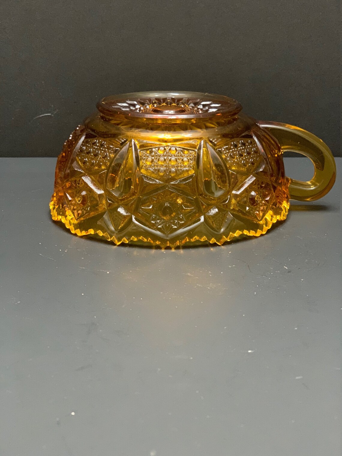 Vintage L E Smith Hobstar Amber Glass Nappy Dish 6.75 and 2.25 Tall - Etsy