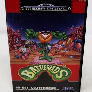 Vintage 1993 90s Sega Mega Drive Megadrive Battletoads 16-bit Cartridge Video Game Boxed Pal ...