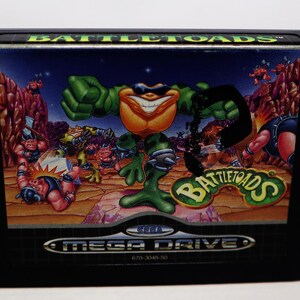 Vintage 1993 90s Sega Mega Drive Megadrive Battletoads 16-bit Cartridge Video Game Boxed Pal ...