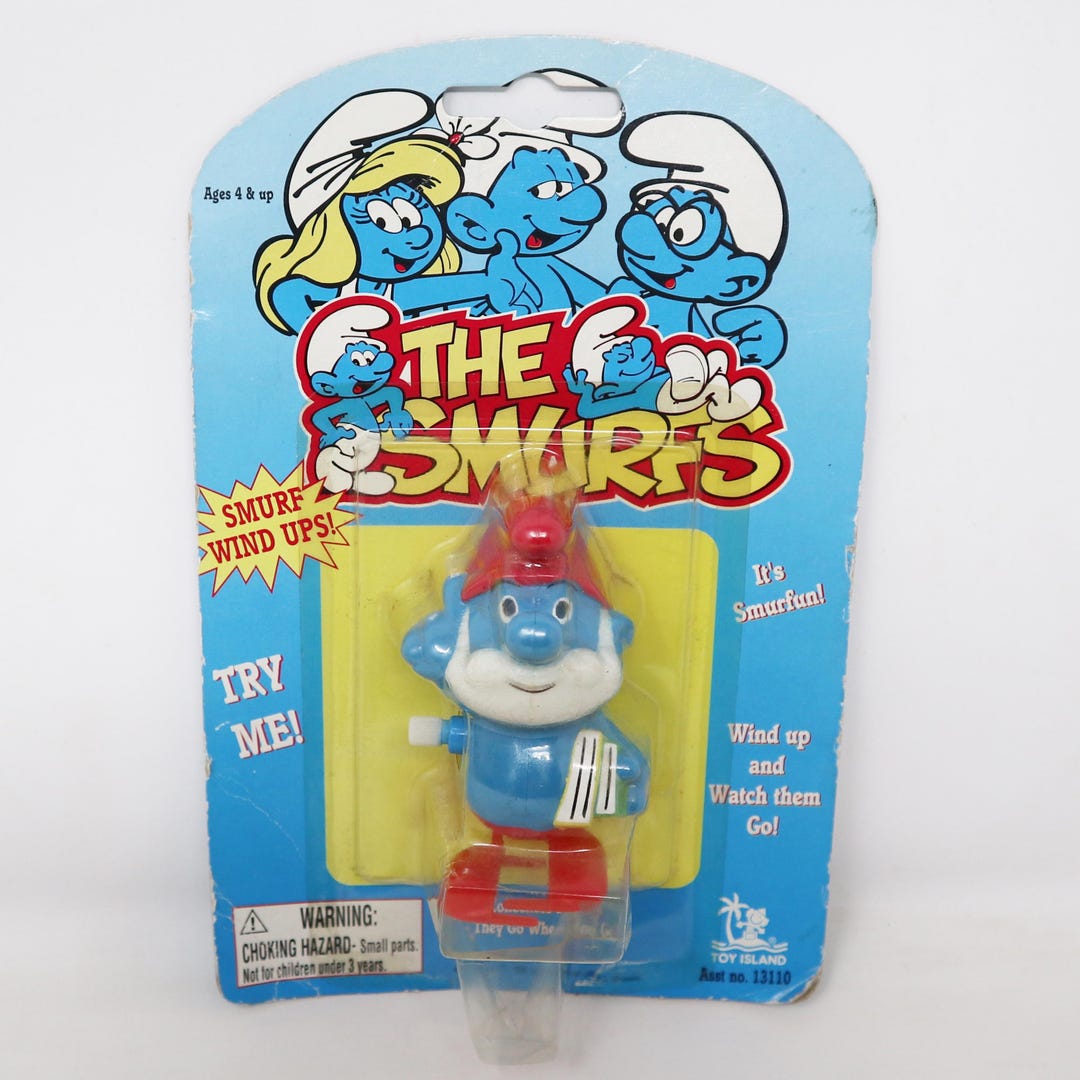 Vintage 1996 90s Toy Island Peyo the Smurfs Papa Smurf Wind Ups! 3 ...