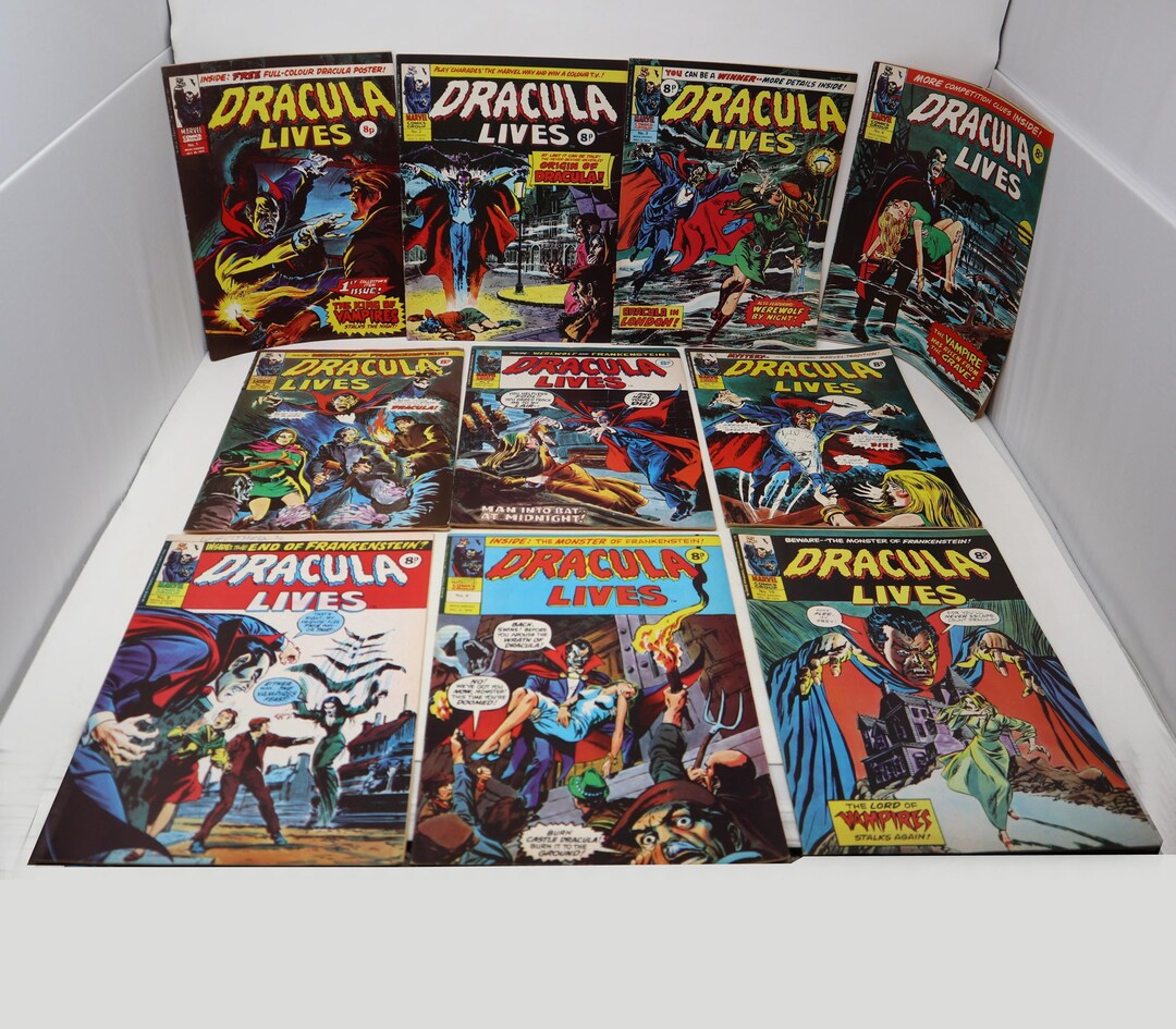 Vintage 1974 70s Marvel Comics Dracula Lives Comic Books 1-10 Inc. No ...