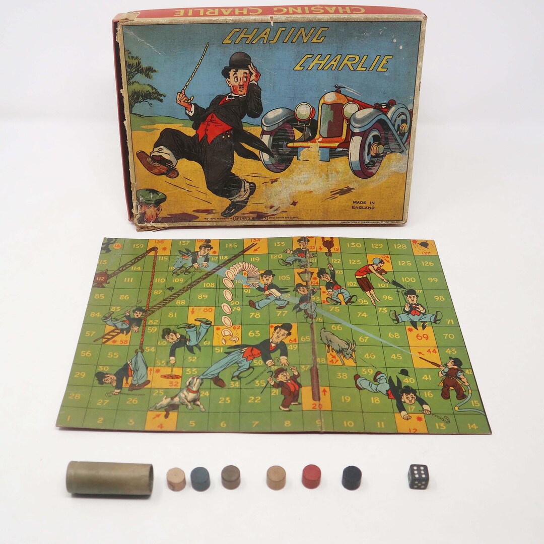 Vintage 1938 30s Spears Chasing Charlie Charlie Chaplin Board Game Made ...