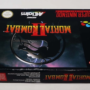 Vintage 1994 90s Super Nintendo Entertainment System SNES Mortal Kombat II 2 Cartridge Video ...