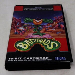 Vintage 1993 90s Sega Mega Drive Megadrive Battletoads 16-bit Cartridge Video Game Boxed Pal ...