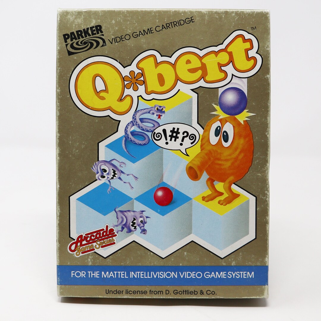 Vintage 1983 80s Atari 2600 Parker Q*bert No. 931517 Arcade Video Game ...
