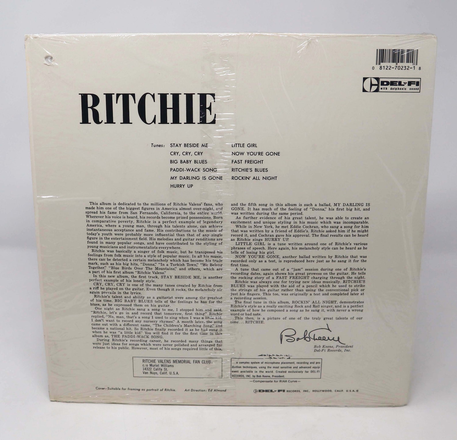 Vintage 1987 80s Del-fi Records Ritchie Valens - Ritchie 12" LP Album ...