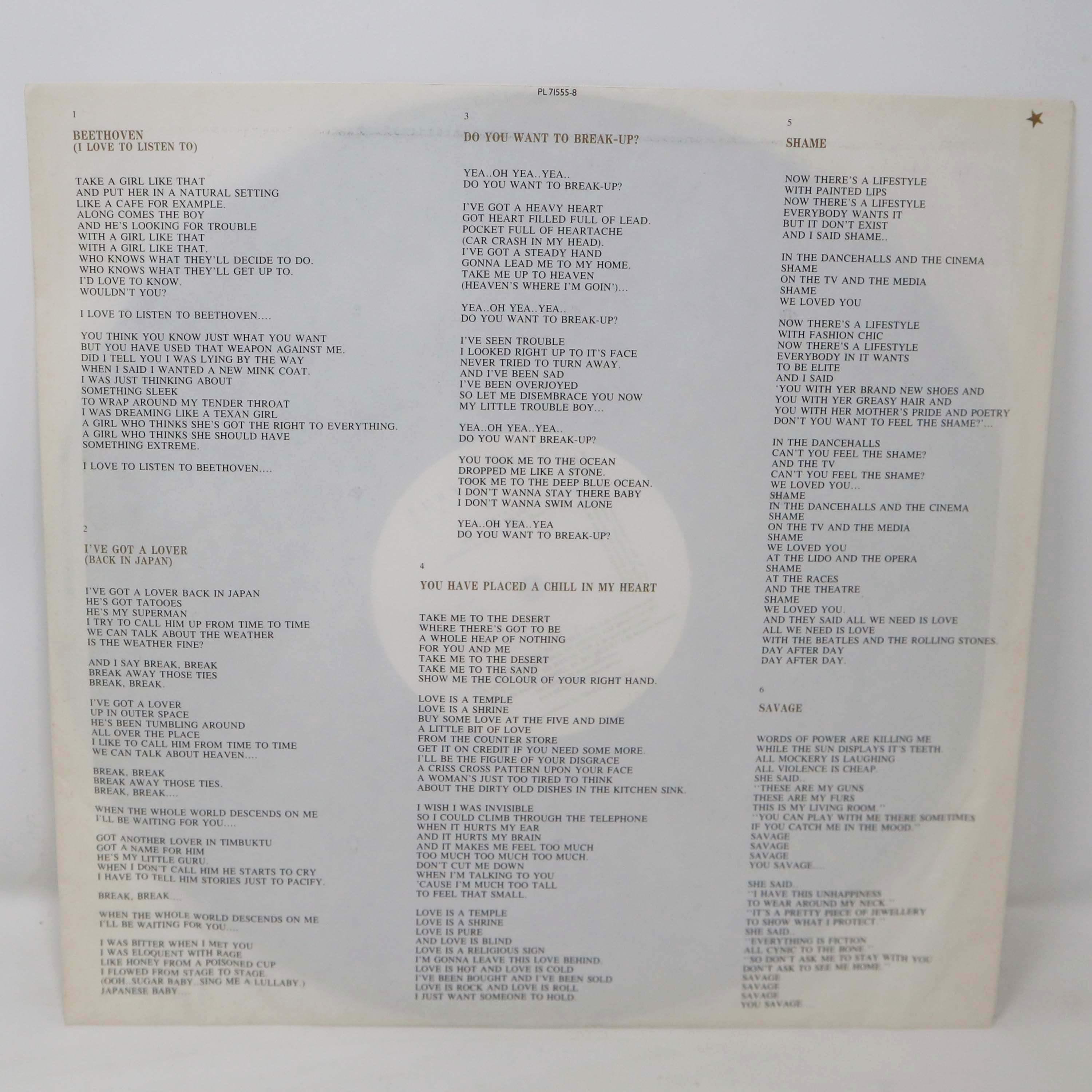 Vintage 1987 80s RCA Records Eurythmics - Savage UK & Europe 12" LP ...