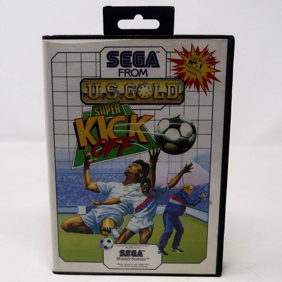 Vintage 1991 90s Sega Master System U.S. Gold Super Kick off Cartridge ...