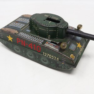 Vintage 1960s 60s France Jouet Mechanical Tin Plate Firing Tank Toy ...