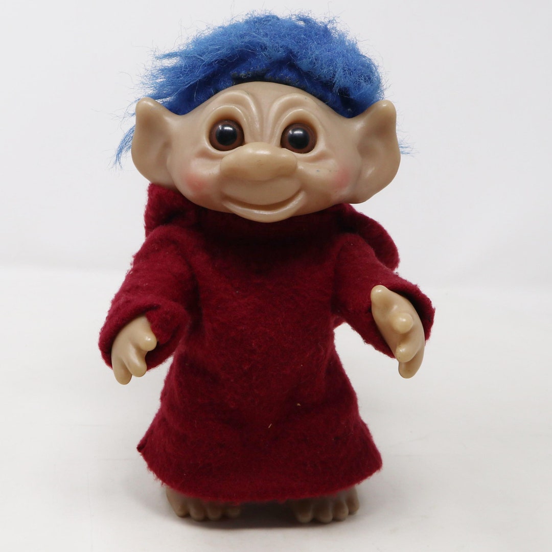 Vintage Dam Troll Doll Figure Creature Blue Hair Brown Eyes China Rare ...