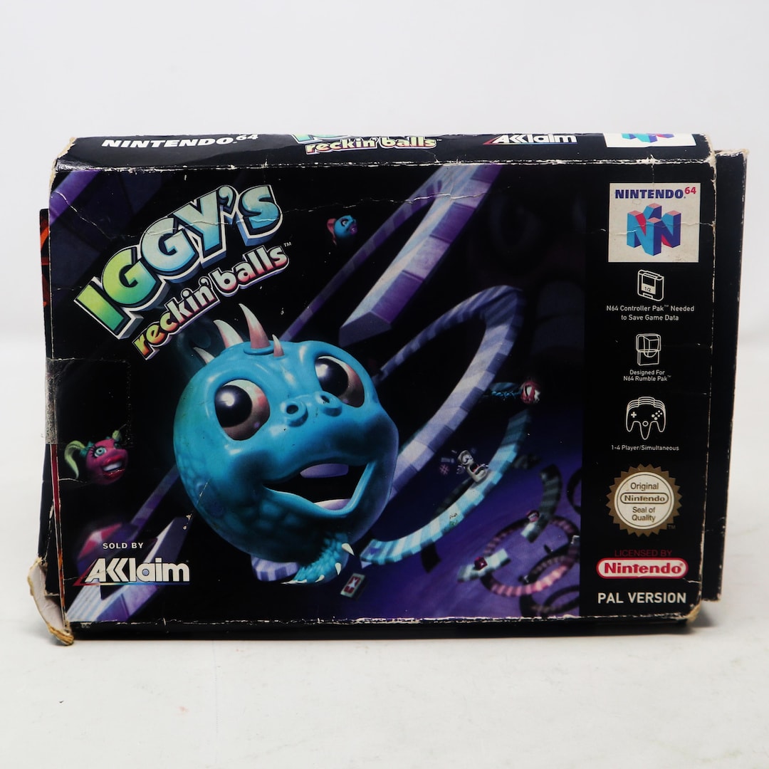 Vintage 1998 90s Nintendo 64 N64 Iggy's Reckin' Balls Video Game Boxed ...
