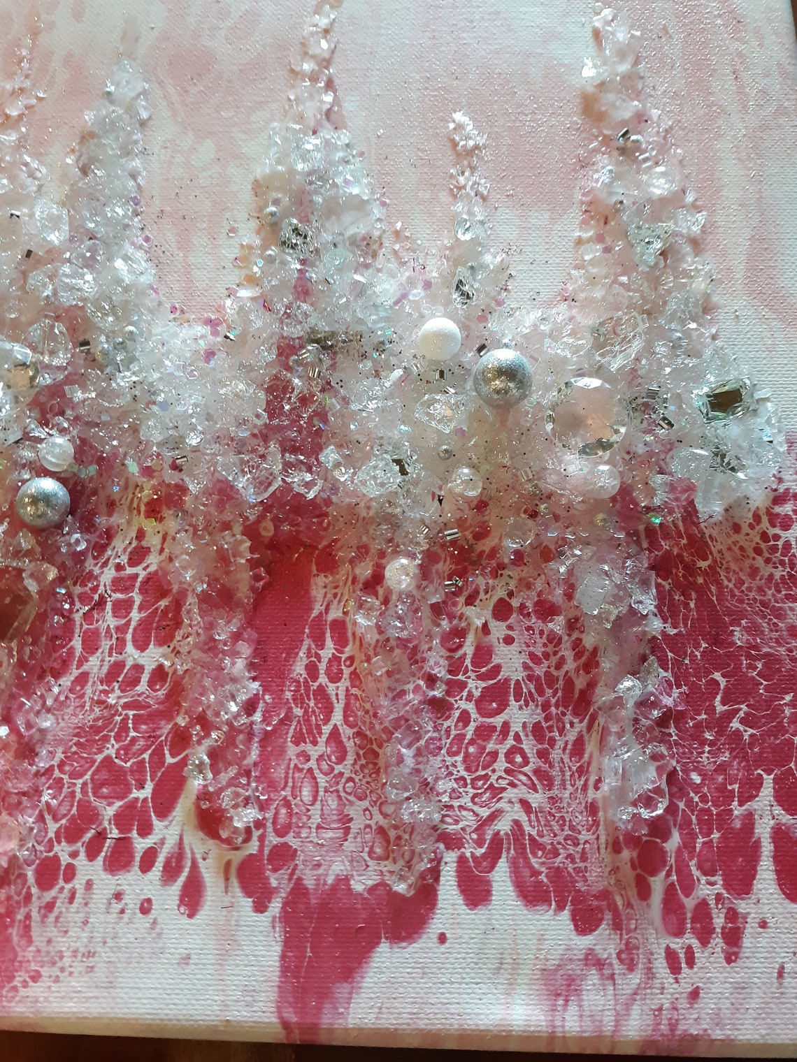 Crushed Glass Wall Art Pink Decor 14 X 11 Canvas Acrylic Etsy