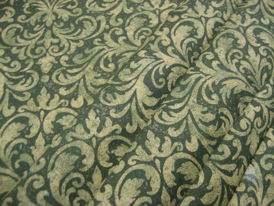 Sandown & Bourne: Green Damask Fabric (by the Yard) - Etsy