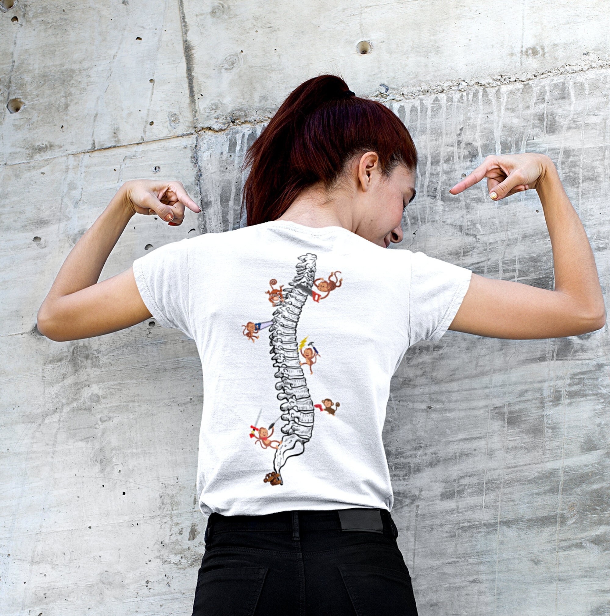 Spine Tee, Spine Shirt, Scoliosis Awareness, Monkey Shirt, Spine Art ...