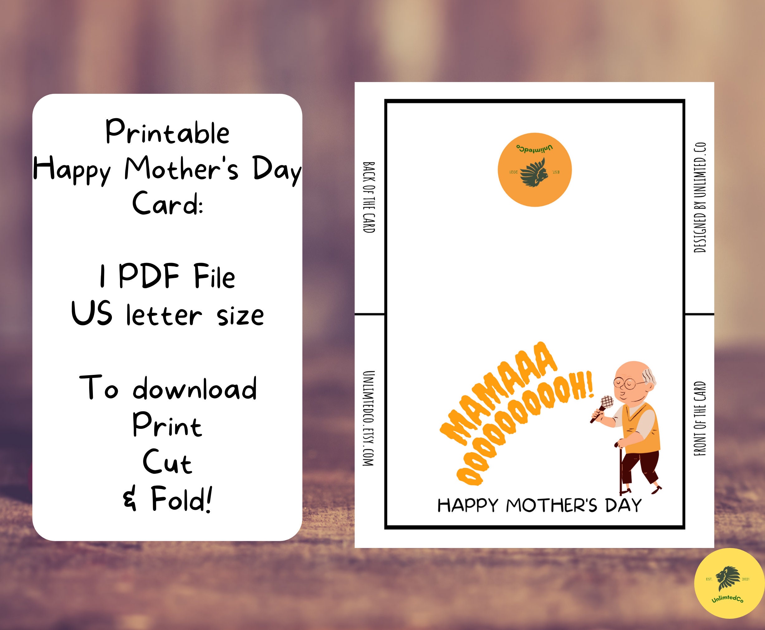Printable Funny Mother Days Greeting Card Instant Download 7x5 Inch ...