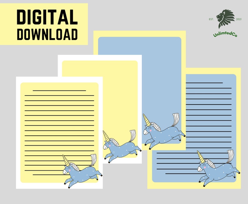 Printable Stationery Set US Letter Size PDF, Instant Download ...