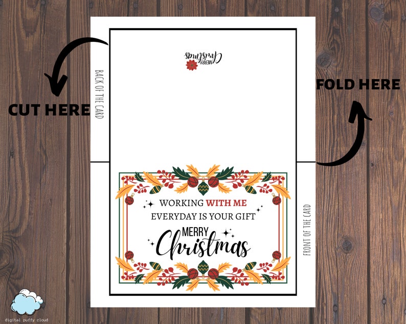 PRINTABLE Christmas Card for Coworkers PDF Working With Me Everyday is ...