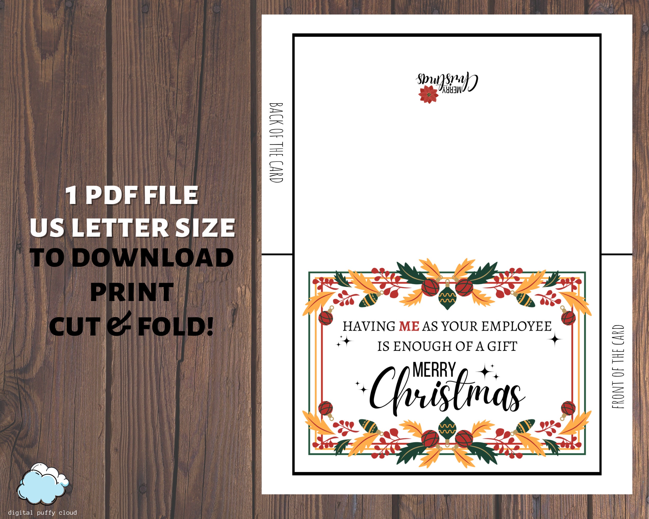 PRINTABLE Christmas Card for Boss PDF Holiday Card for Manager PDF ...