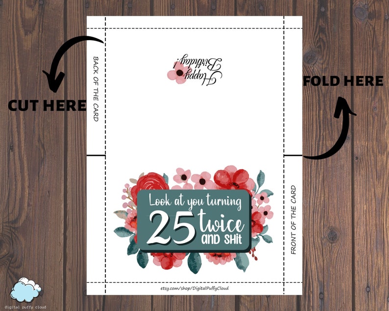 Printable 50th Birthday Card PDF Look at You Turning 25 - Etsy