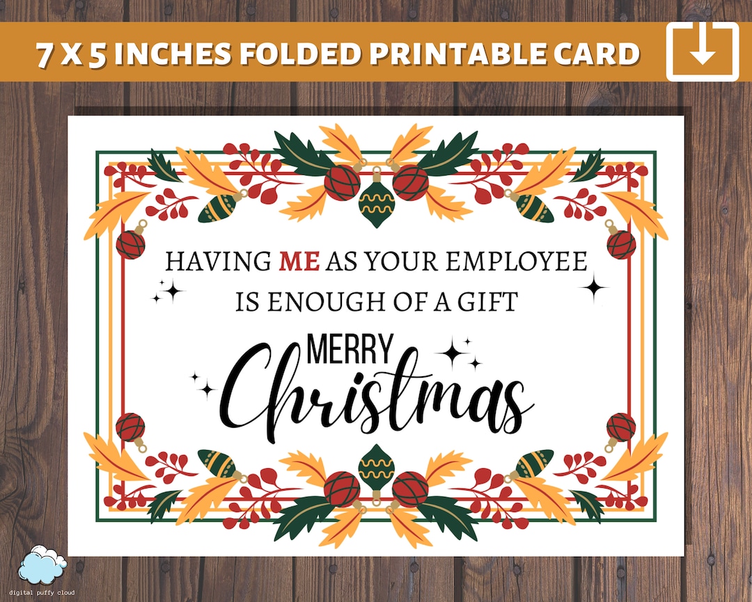PRINTABLE Christmas Card for Boss PDF Holiday Card for Manager PDF ...