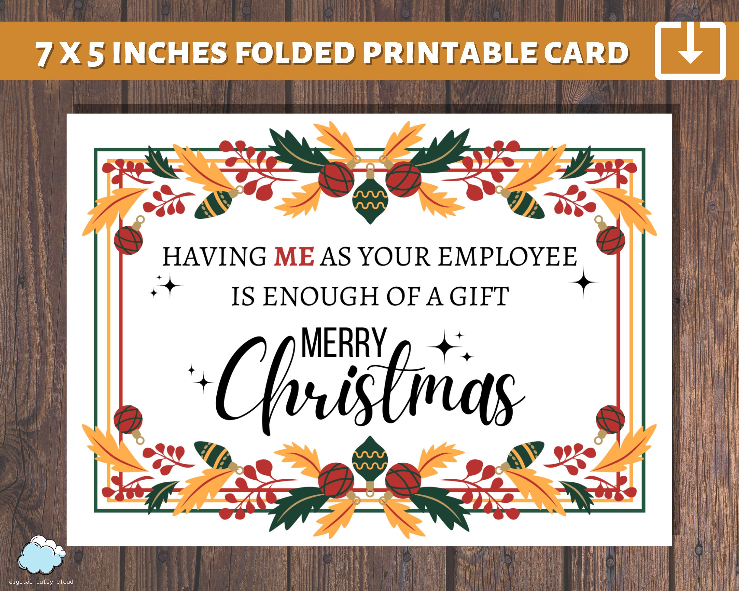 PRINTABLE Christmas Card for Boss PDF Holiday Card for Manager PDF ...