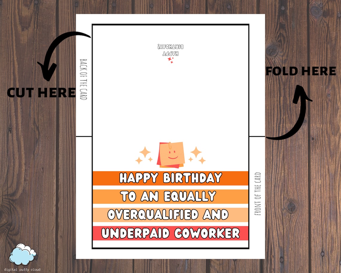 Coworker Birthday Card Printable PDF Printable Employee - Etsy