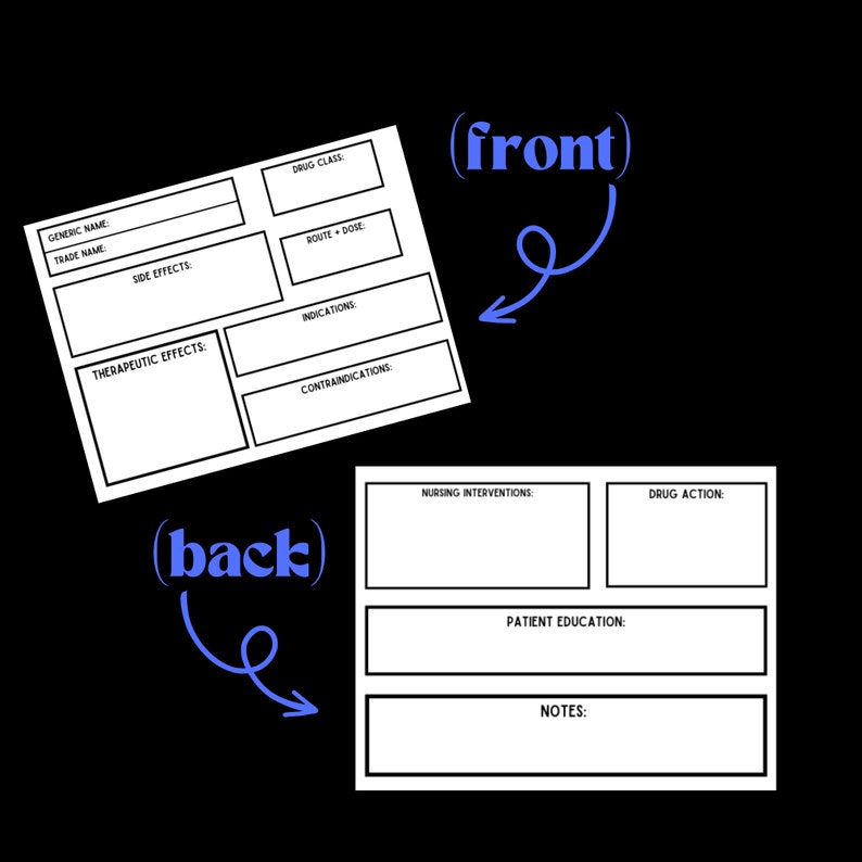 Nursing School Drug Card Flashcards - Etsy