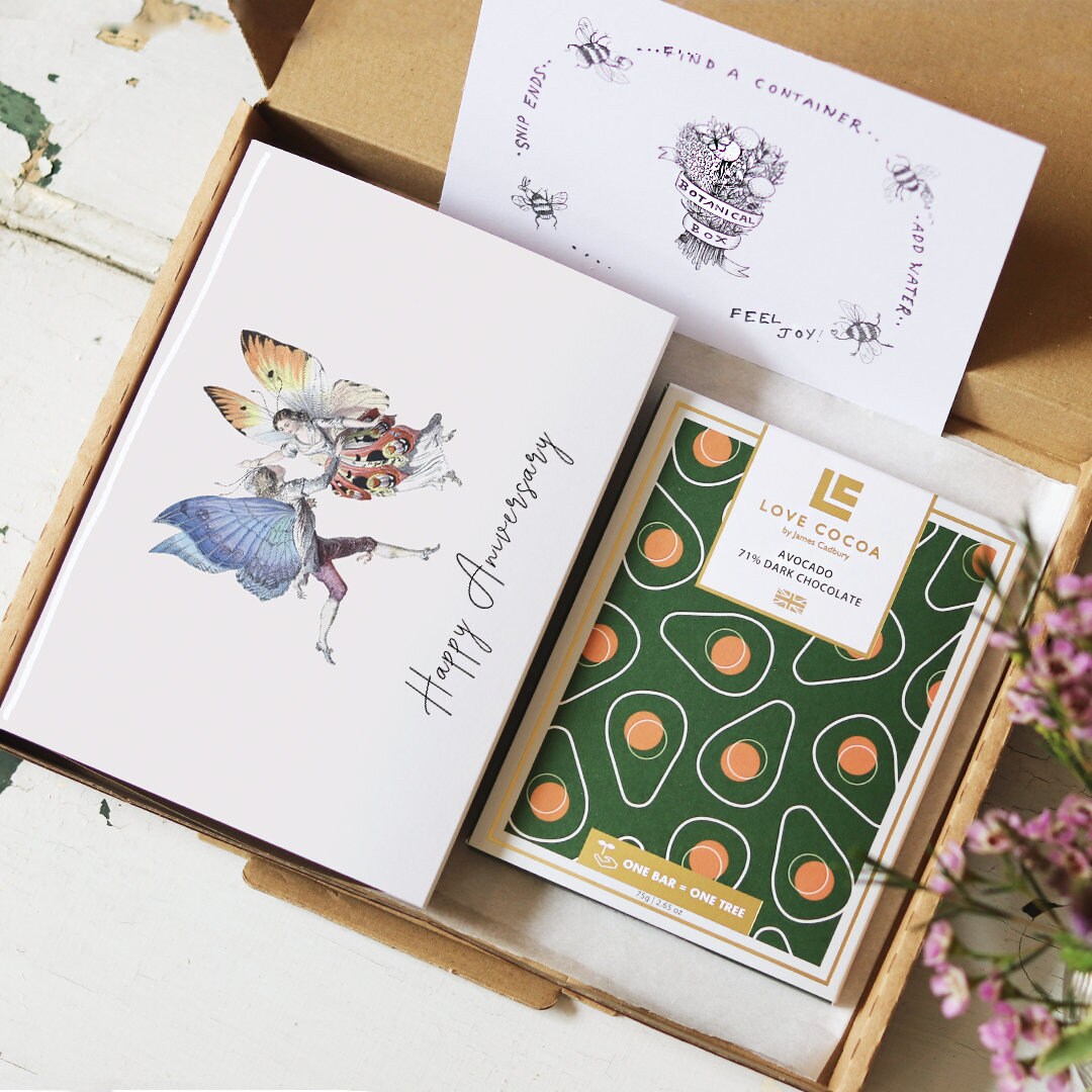 Happy Anniversary Letterbox Flowers and Chocolate Gift Box | Etsy