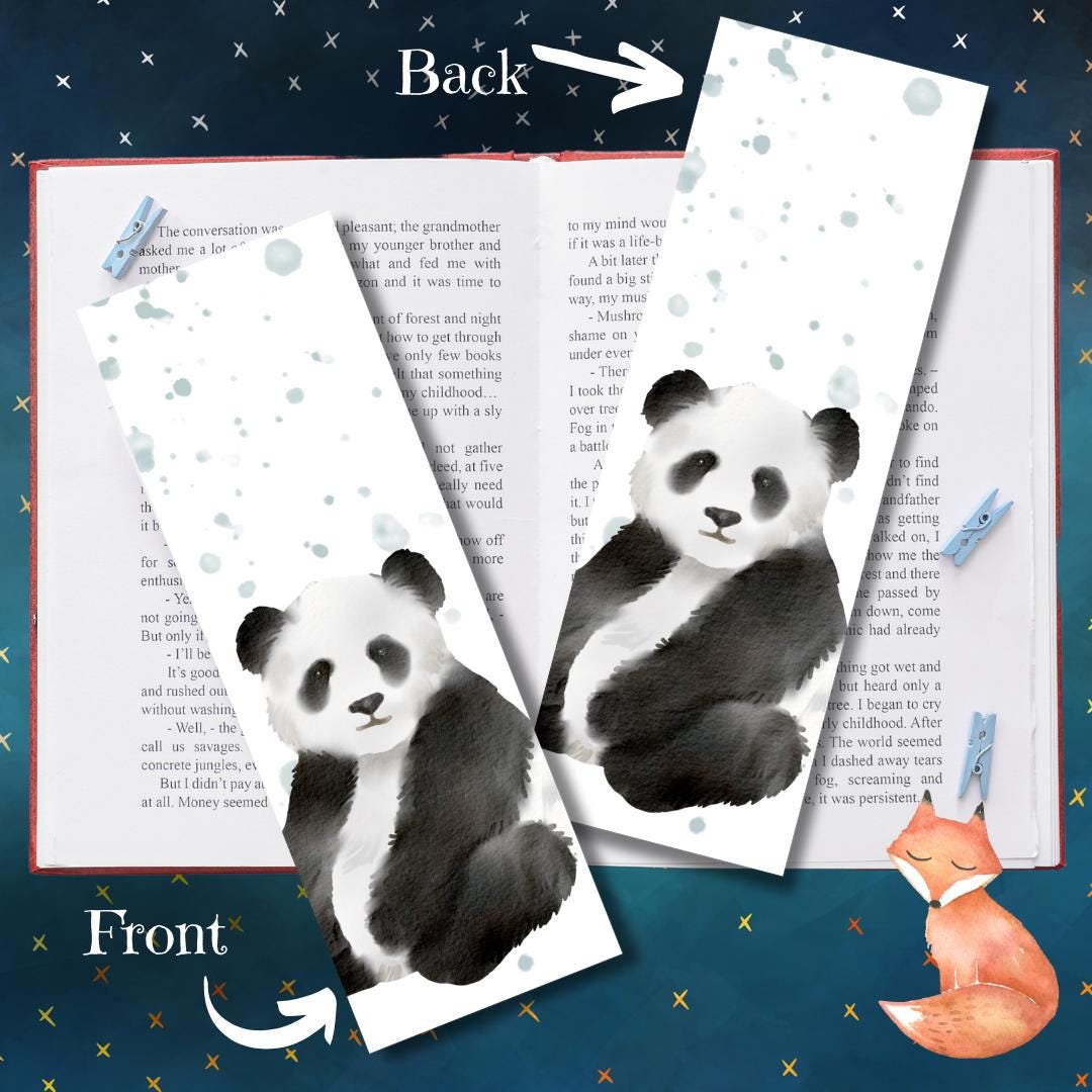 Panda Bookmarks | Illustrated Bookmarks | Bookmark | Bookish Gifts - Etsy