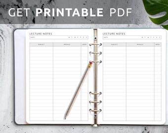 PRINTABLE LECTURE NOTES Lecture Summary Note Student Planner Printable ...
