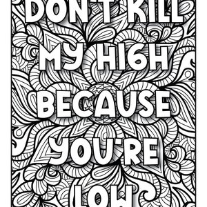 Inspirational Weed Quote Coloring Pages, Adult Coloring Book, Cannabis ...