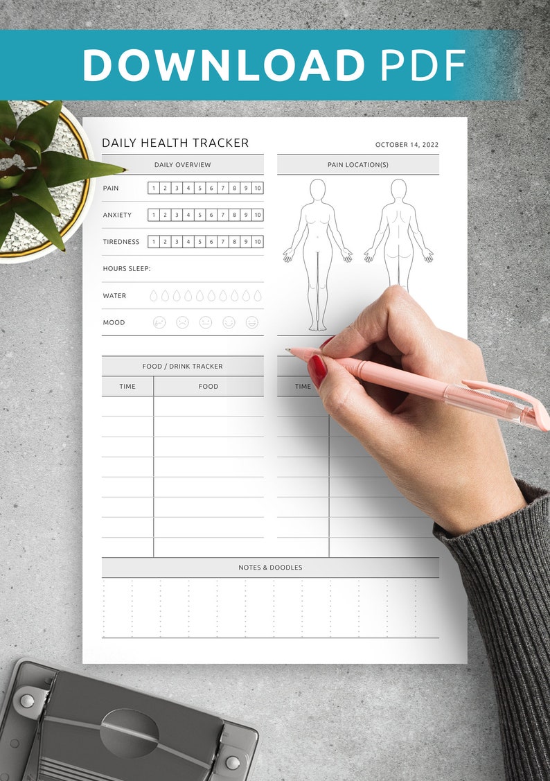 Daily Health Tracker Daily Overview Digital Fitness Planner Glow up ...