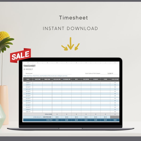 Printable Weekly Timesheet Template - Etsy