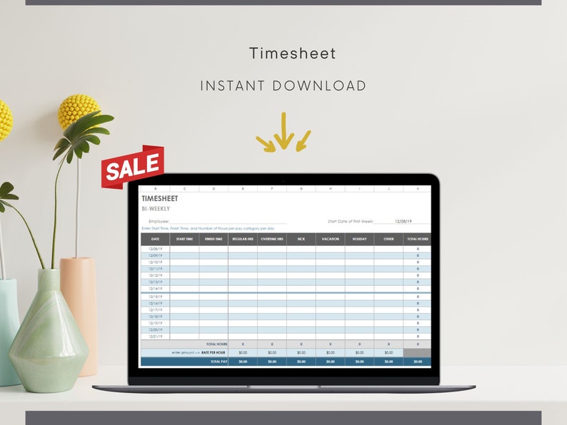 Timesheet Planner With Monthly, Weekly, Bi-weekly, and Daily Tabs Stay Organized and Efficient ...