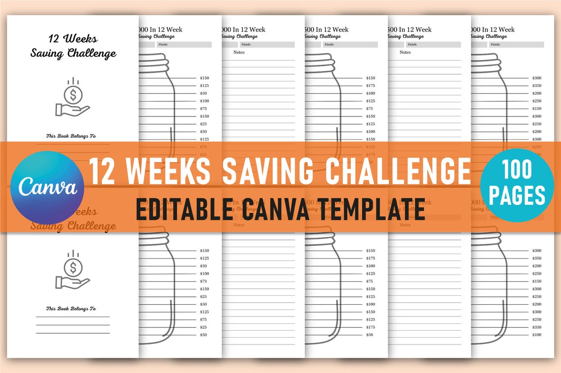 Ultimate 12-week Savings Challenge Tracker Printable PDF & Editable ...
