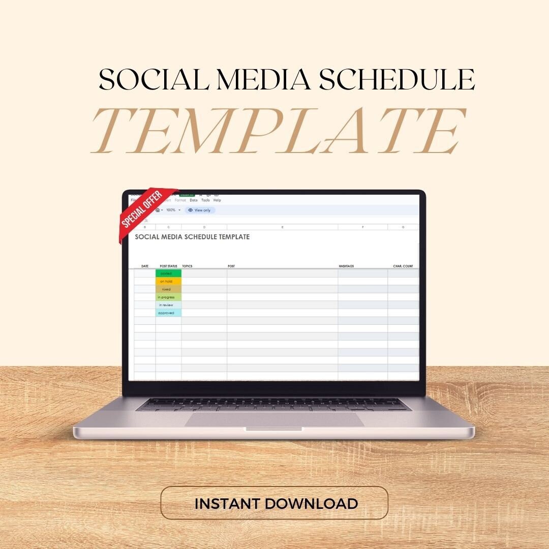 Social Media Schedule Template, Weekly Planner, Content Planner ...