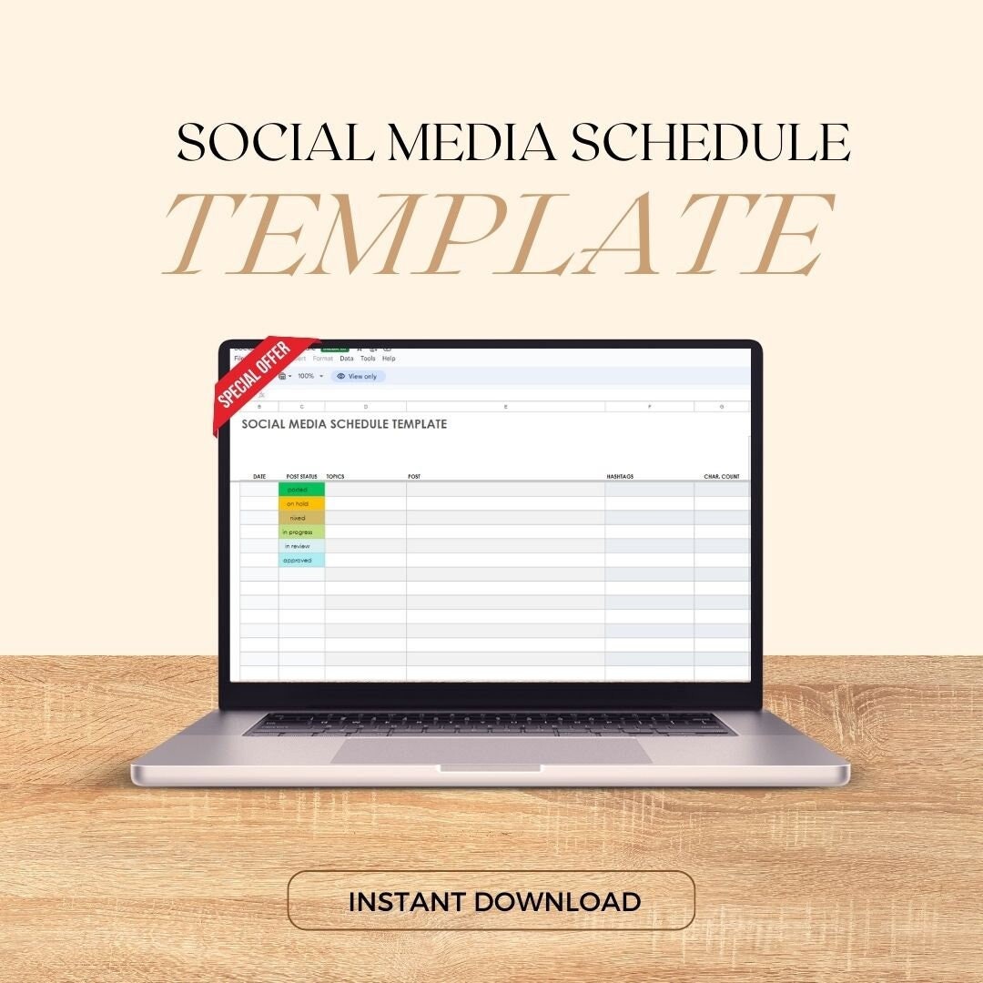 Social Media Schedule Template, Weekly Planner, Content Planner ...
